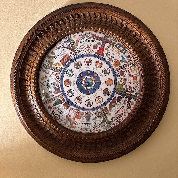 Round Frame, Wooden Round Frame, Round Picture Frame, Round Carved ...