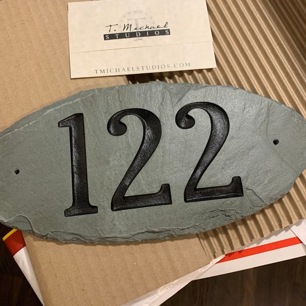 CARVED SLATE Address Plaque /sign / Stone / Marker / House / Number ...