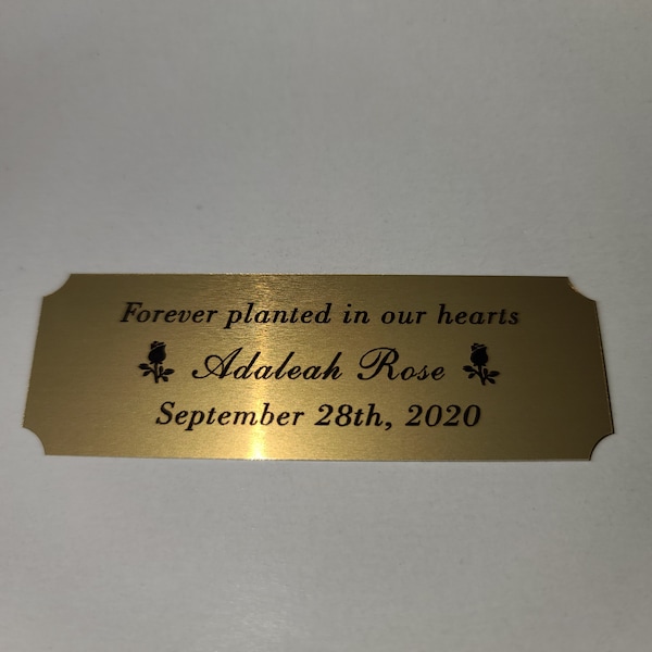Custom Laser Engraved 3”x 1” Gold Metal Plate W/ Notches for Name ...