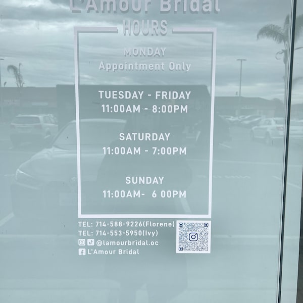 Custom Storefront Hours Decal - Business Signage - Personalized QR Code ...