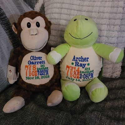 Personalized Stuffed Animal Baby Cubbies Purple Monkey Embroidered ...