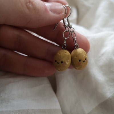 Cute Potato Earrings, Kawaii Food Earrings, Polymer Clay Cute Food ...