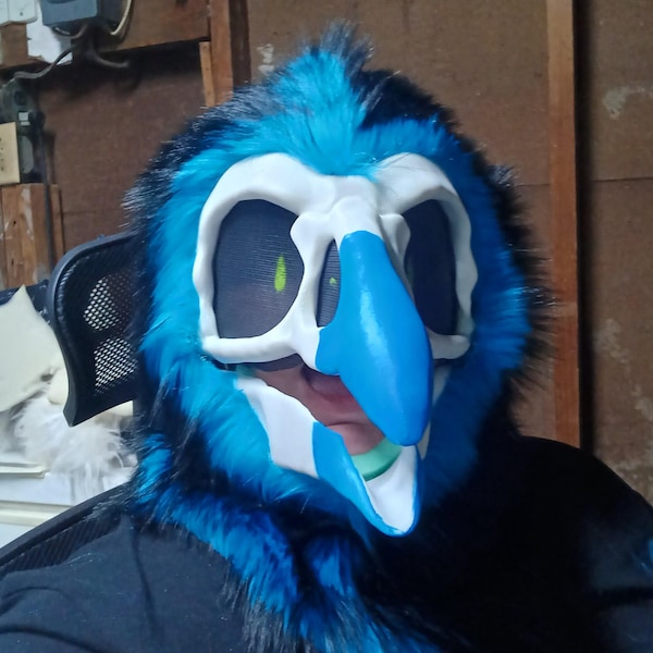 Raven Bird Skull Corvus Bone Skull Mask - Movable Moving Hinge Jaw- 3D ...