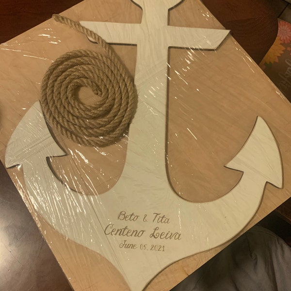 Nautical Beach Wedding Guest Book Alternative, Wooden Anchor Guest Book ...