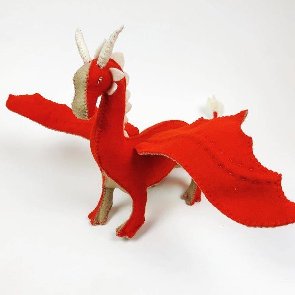 Felt Dragon Soft Toy Sewing Pattern PDF, Hand Sewn With Hand Dyed Wool ...
