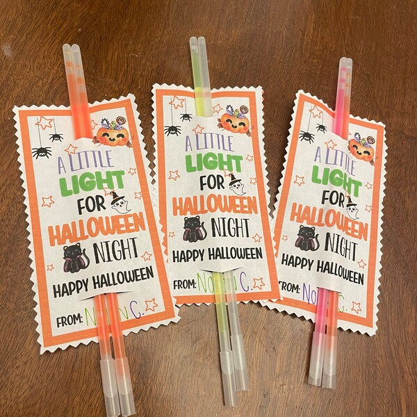 Glow Stick Tag, A Little Bit of Light for Halloween Night, Printable ...