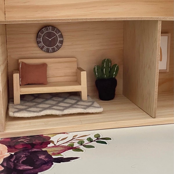 MINIATURE Farmhouse Clock - 1:12 Dollhouse Scale - Miniature Wall Clock ...