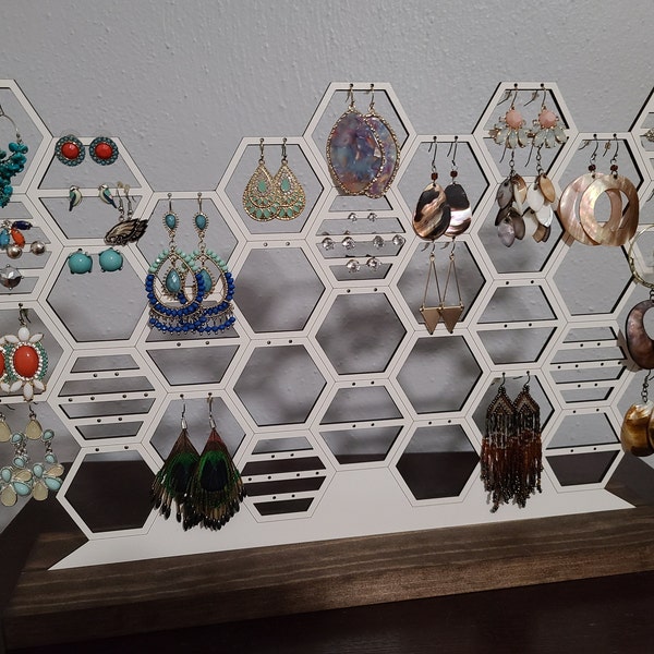 Large Earring Organizer | Honeycomb Jewelry Holder Display | Modern ...
