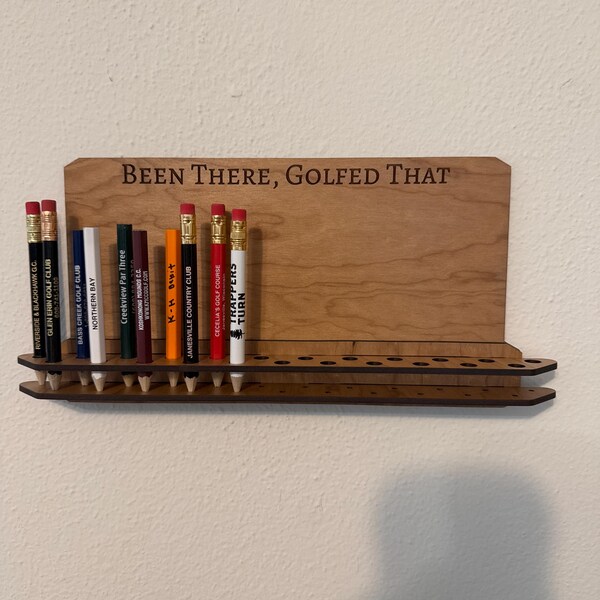 Personalized Golf Pencil Holder: Wall Display for 23 Pencils. Ready to ...