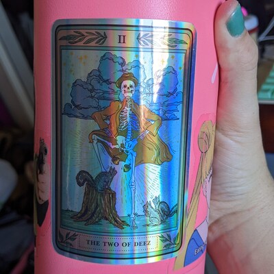 The Two of Deez Tarot Card Holographic Sticker, Deez Nuts Tarot Card ...
