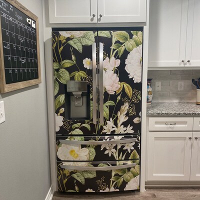 Fridge Wrap Floral Refrigerator Wrap Vinyl Top Bottom Side by - Etsy