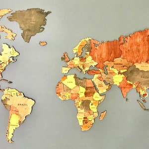 Wood Map Wooden World Map with Background Large Wall Art World | Etsy