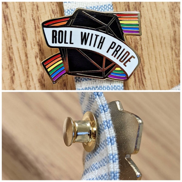 Roll With Pride D&D Enamel Pin, LGBTQ Gaymer D20 Pin - Etsy