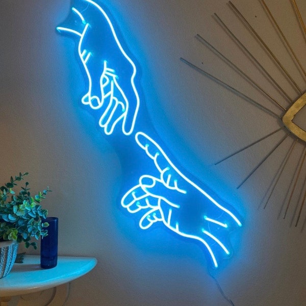 Hands of God Customized Neon Sign, Neon Sign Logom Shop Board, Room ...