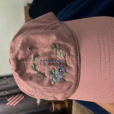 Personalized Hat, Women's Hat, Initial Hat, Floral Initial Hat, Gift ...