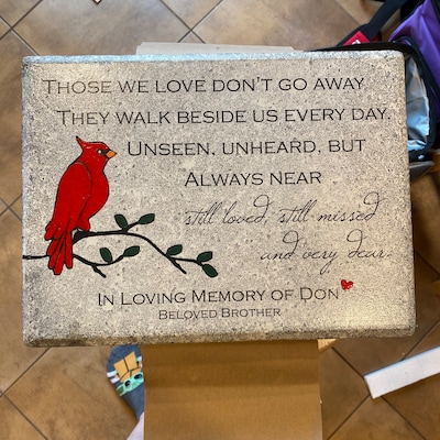 6x9 Memorial Stone With Cardinal. PERSONALIZED Memorial Gift for Home ...