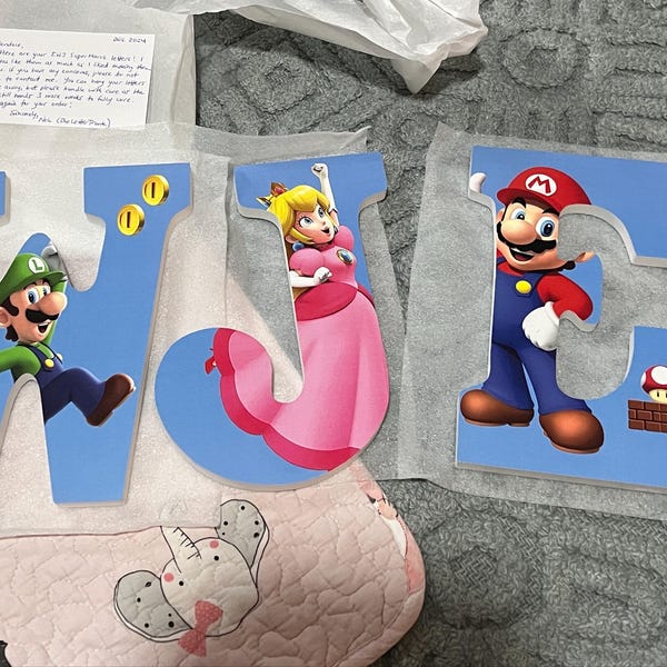 Super Mario, Mario Brothers Wooden Letters, Custom, Boy Girl Kid ...