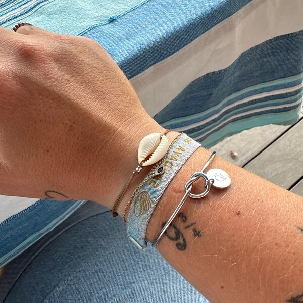 Bracelet jonc avec médailles à graver en acier inoxydable • Bracelet ...