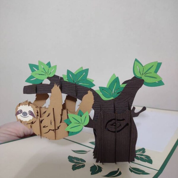 Sloth Pop up Card, 3d Sloth Birthday Pop up Card - Etsy