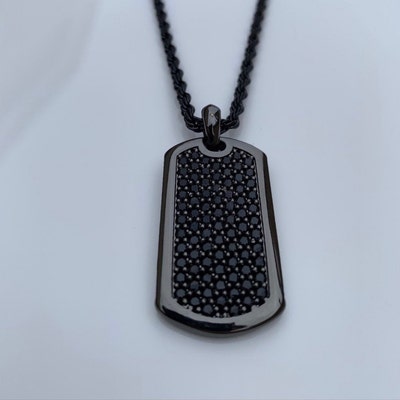 Matte Black Mens Dog Tag Necklaces by JV Jewelry - Etsy