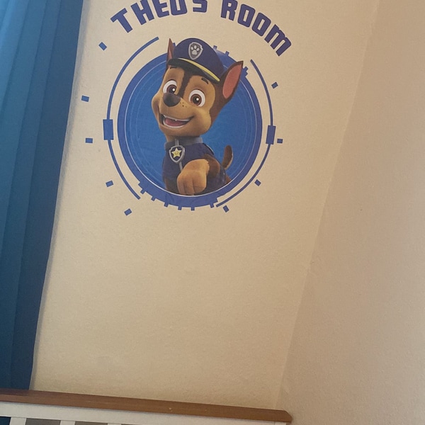 Paw Patrol Wall Sticker - Chase Personalised Name Wall Decal - Etsy