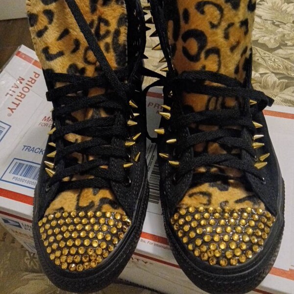 Leopard Spiked Converse Chuck Taylor All Star Shoes - Etsy