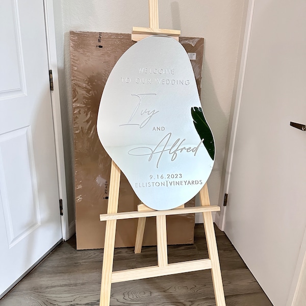 Silver Mirror Wedding Welcome Sign: Asymmetrical Acrylic 3D Decor - Etsy
