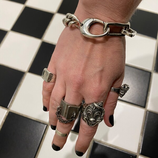 Chain Link Ring Punk Chain Ring Thick Band Ring Large Statement Ring ...
