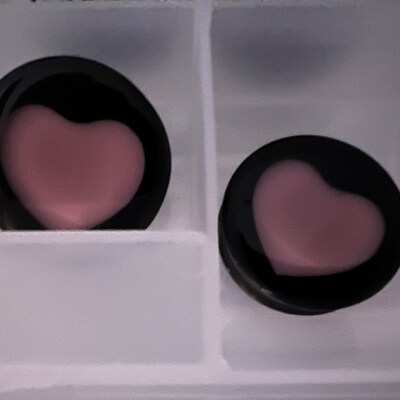 Up to 2 Aphrodite Inner Love Baby Pink Black Heart Ear Plugs Gauges ...