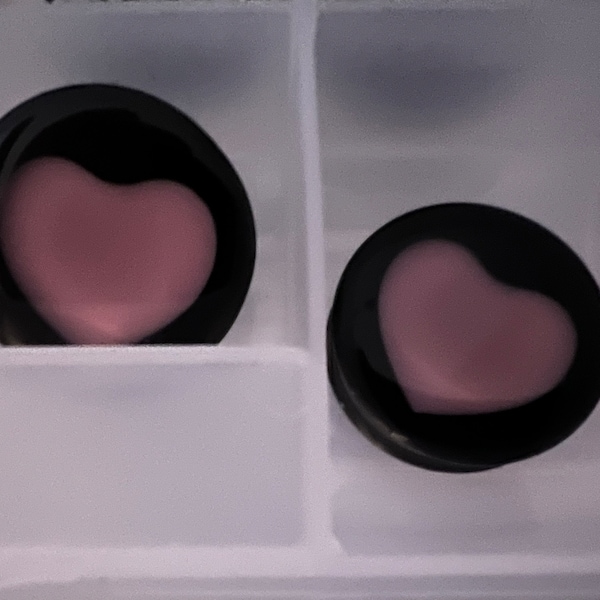 Up to 2" Aphrodite Inner Love Baby Pink Black Heart Ear Plugs Gauges ...