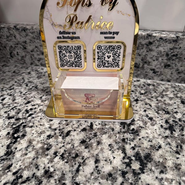Business Card Holder Qr Codes Desk Organizer Sign ,galentine Gift for ...
