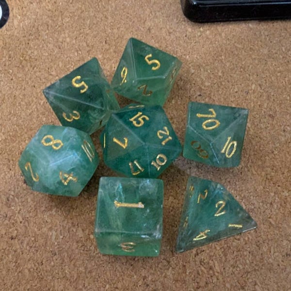 Green Jade DND Dice Set, Aventurine Sharp Edge D&D Dice Set, Dungeons ...