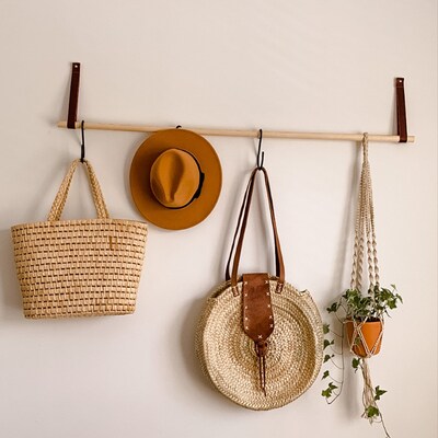 Large Flat End Leather Display Strap Hanger for Bathroom Towel Holder ...