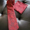 Wine Red Tie Set | Wine Red Paisley Tie and Pocket Square Set | Formal ...