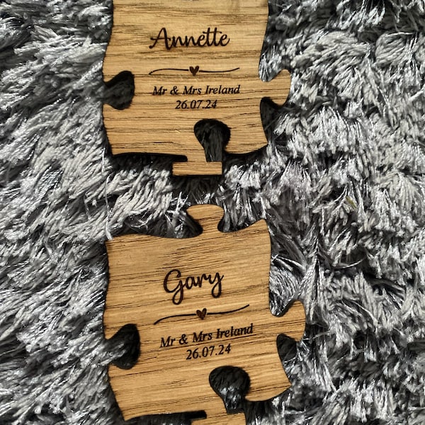 Personalised Jigsaw Wedding Placenames Place Settings, Wooden Puzzle ...
