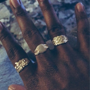 Men's Rectangular Nugget Diamond Cut Two Finger Ring Real | Etsy