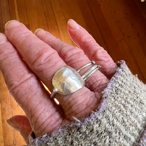 Organic Ball Ring in Sterling Silver / Rustic Ring / Dot Ring / Bubbles ...