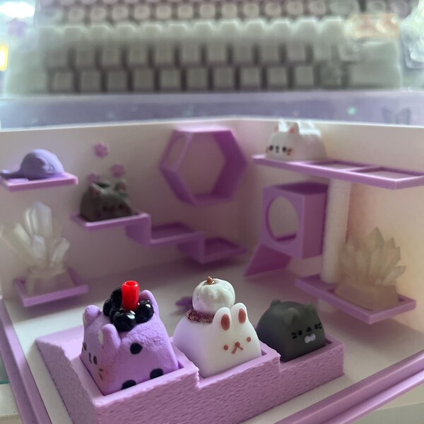 Pastel Blue Starry Sky Pudding Artisan Resin Keycaps, Cute ESC and ...