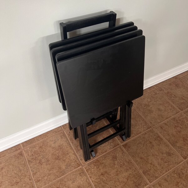 Custom TV Tray Holder - Solid Handcrafted Maple Wood With Wood Dowel ...