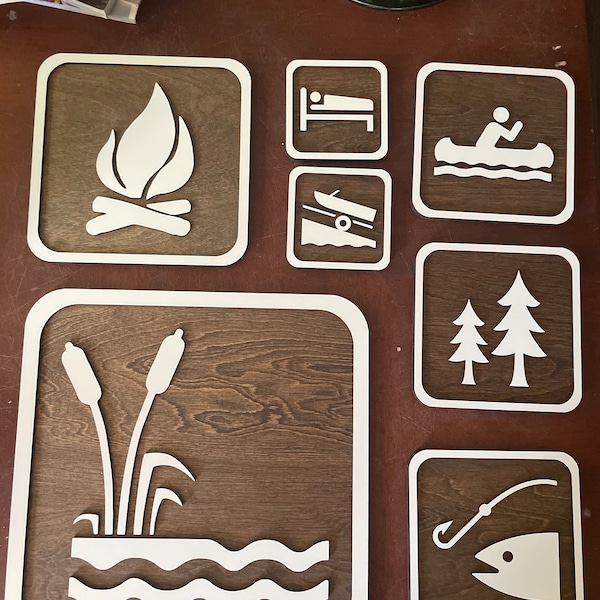 National Parks & Recreation Signs, National Forest Icons, Cabin Decor ...