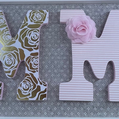 Pink and Gold Girls Nursery Letters, Gold Nursery Decor, Pink and White ...