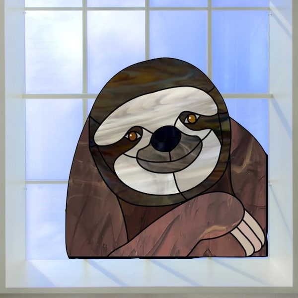 Sloth Stained Glass Pattern, Digital Pattern to Download, Stained Glass ...