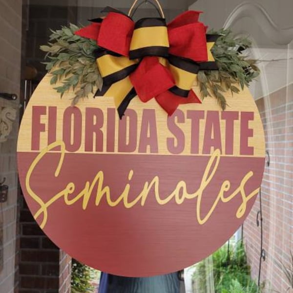 Florida State Front Door Decor | Noles Sign | FSU Wreath | Football ...