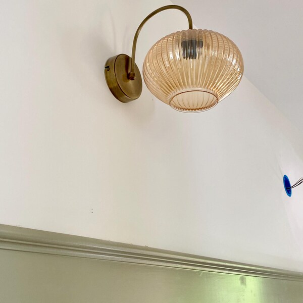 White Ribbed Glass Wall Lamp, Elegant Wall Lighting Fixture, Modern ...