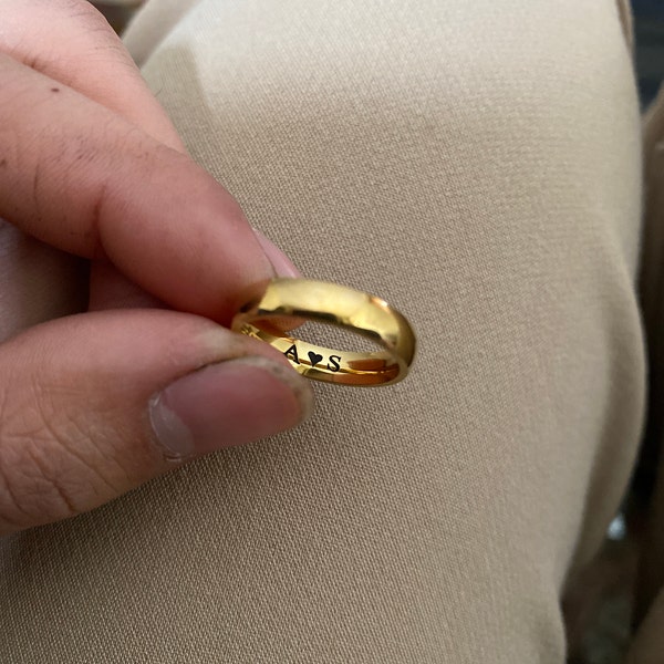 Personalized Gold Ring 4mm Band ...custom Engravable Ring, Eternity ...