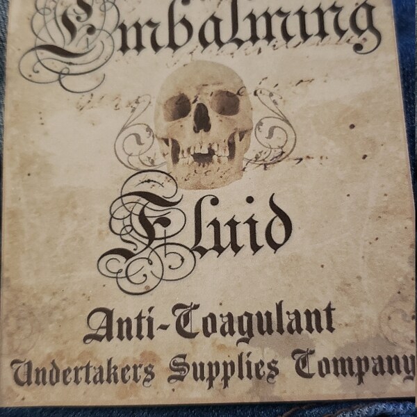 For the Undertaker - Embalming Fluid Stickers - Etsy