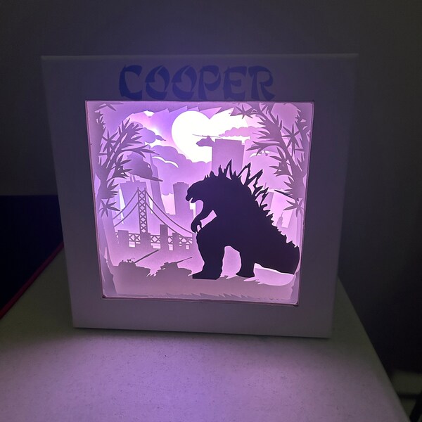 Godzilla Shadow Box SVG: 3D Paper Cut Light Box (digital Download) - Etsy