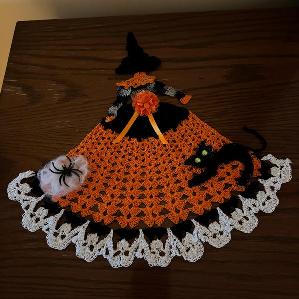 Halloween Witch Doily Girl Crochet Pattern - Etsy