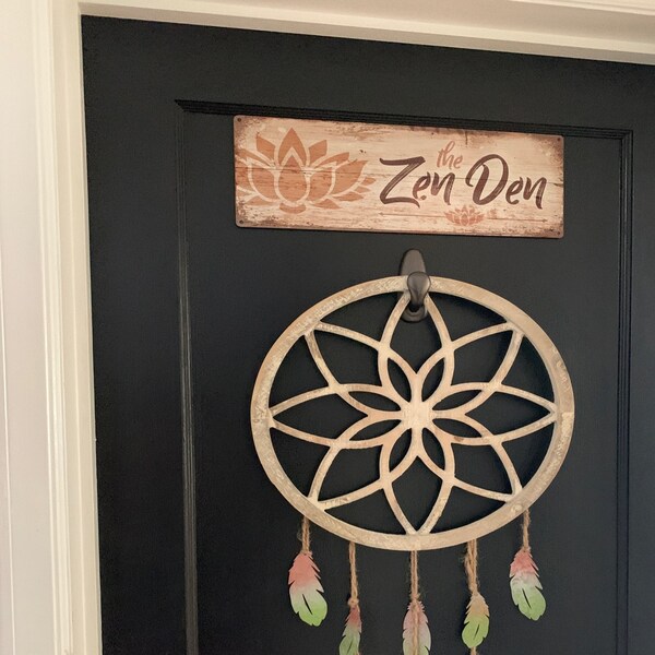 The Zen Den Lotus Metal Sign; Wall Decor for Meditation, Yoga or Studio ...