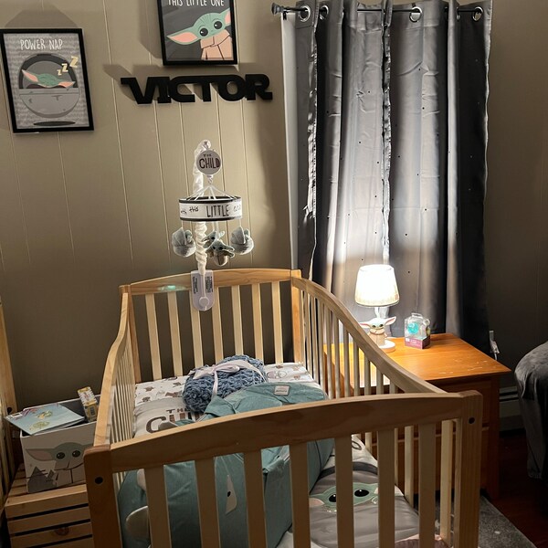 Custom Wood Name Sign for Nursery, Space Bedroom, Over Crib Sign, Baby ...